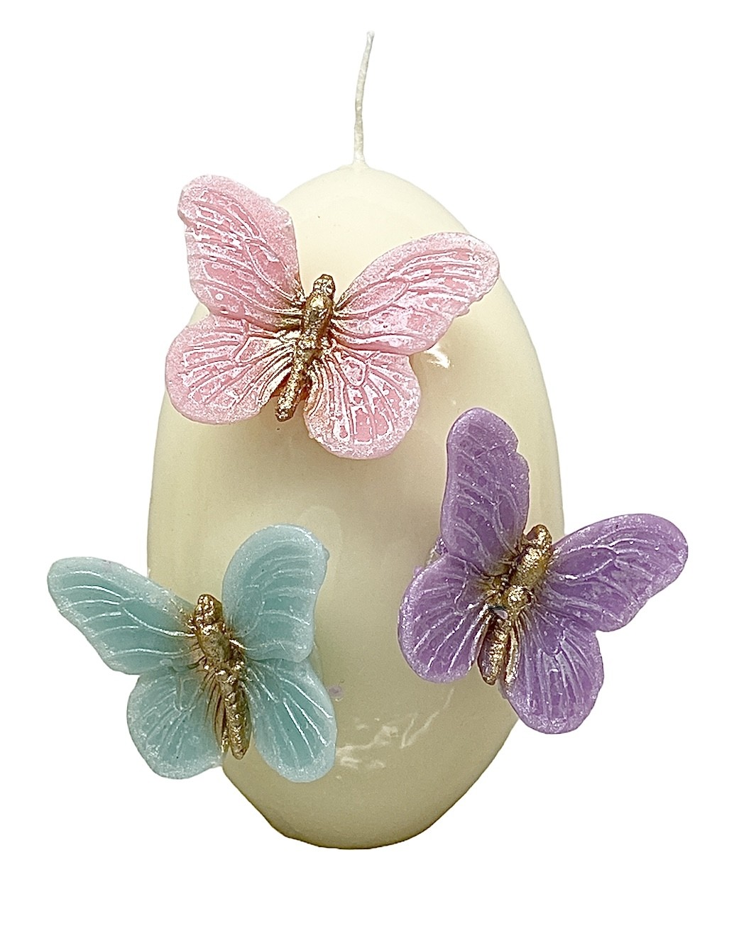 Easter Egg Candle 9.5X14cm. decorated with Wax Butterflies - Wedding ...